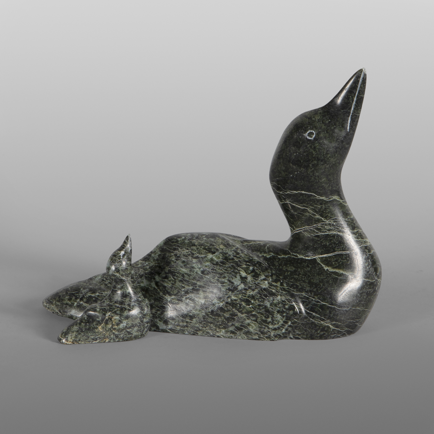 A Loon & Her Chick Ningeosiaq Ashoona Sold - Steinbrueck Native Gallery